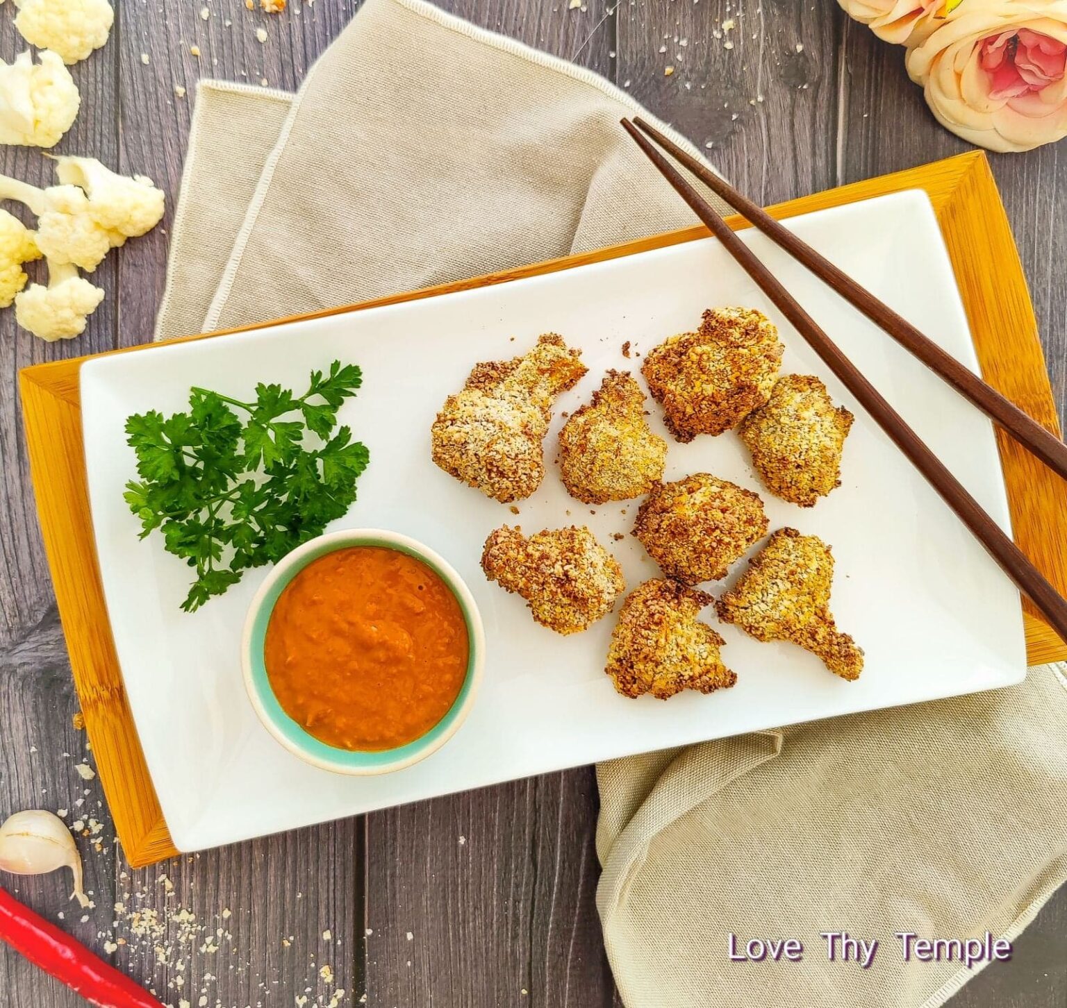 Thai Peanut Satay Cauliflower Wings - LOVE THY TEMPLE